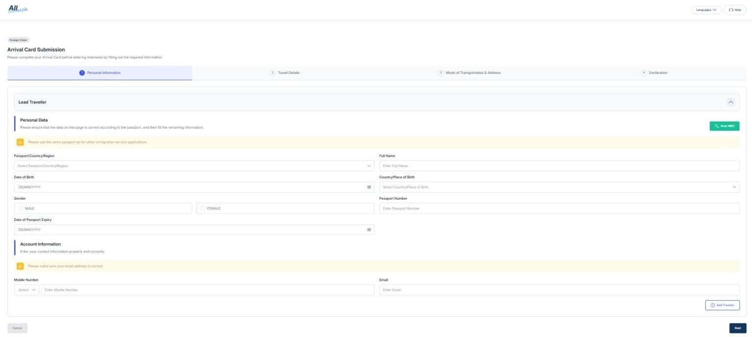 Bali Online Customs Form to Complete | Arrival Card Form Online
